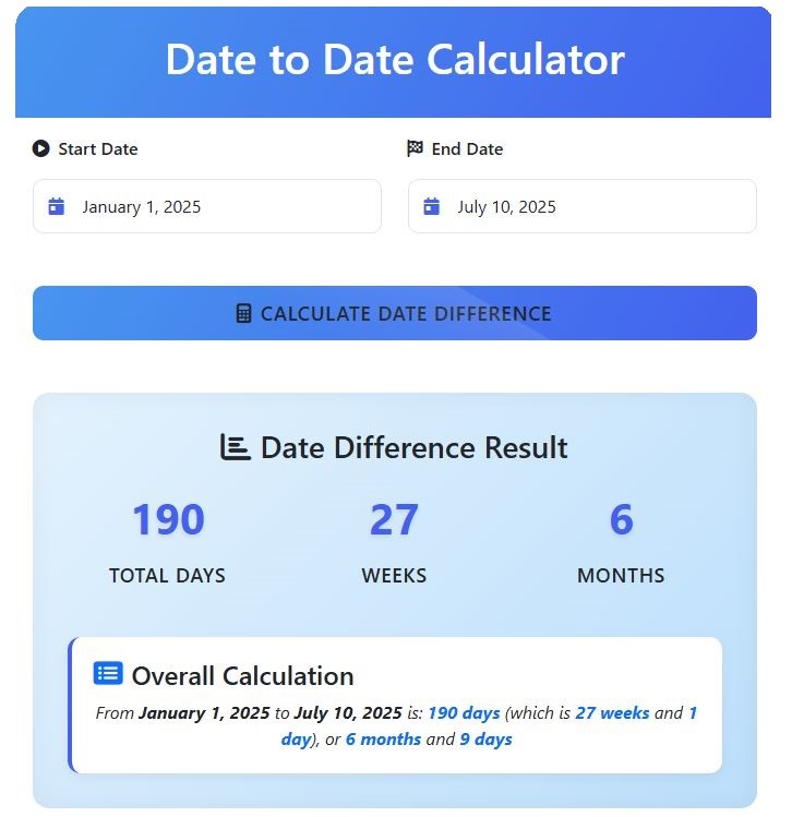 Date to Date Calculator – Calculate Days Between Dates